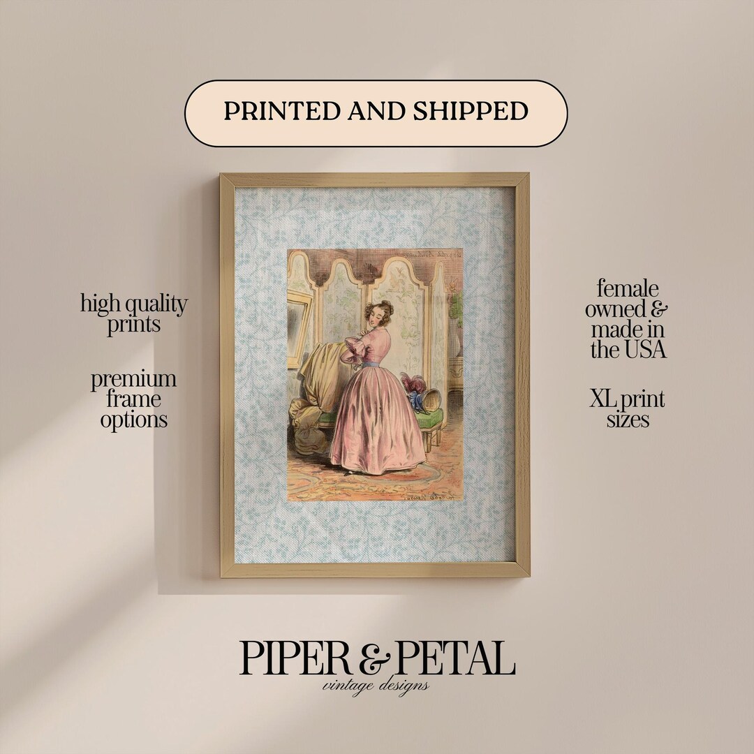 Looking Back Vintage Art Print: Framed or Unframed Wall Decor - Etsy