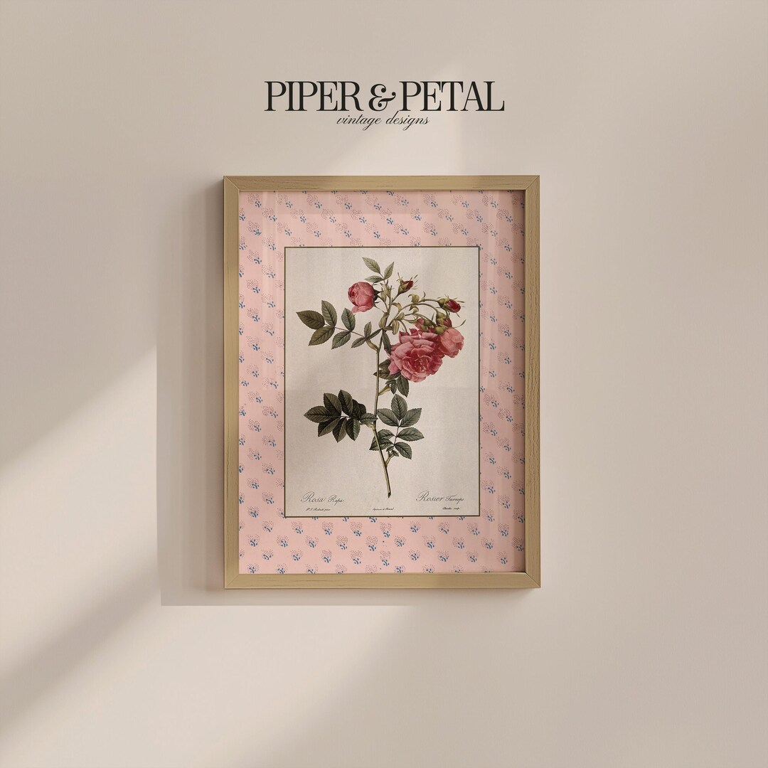 Vintage Botanical Prints: Pink Floral Poster & Antique Flower Art for ...