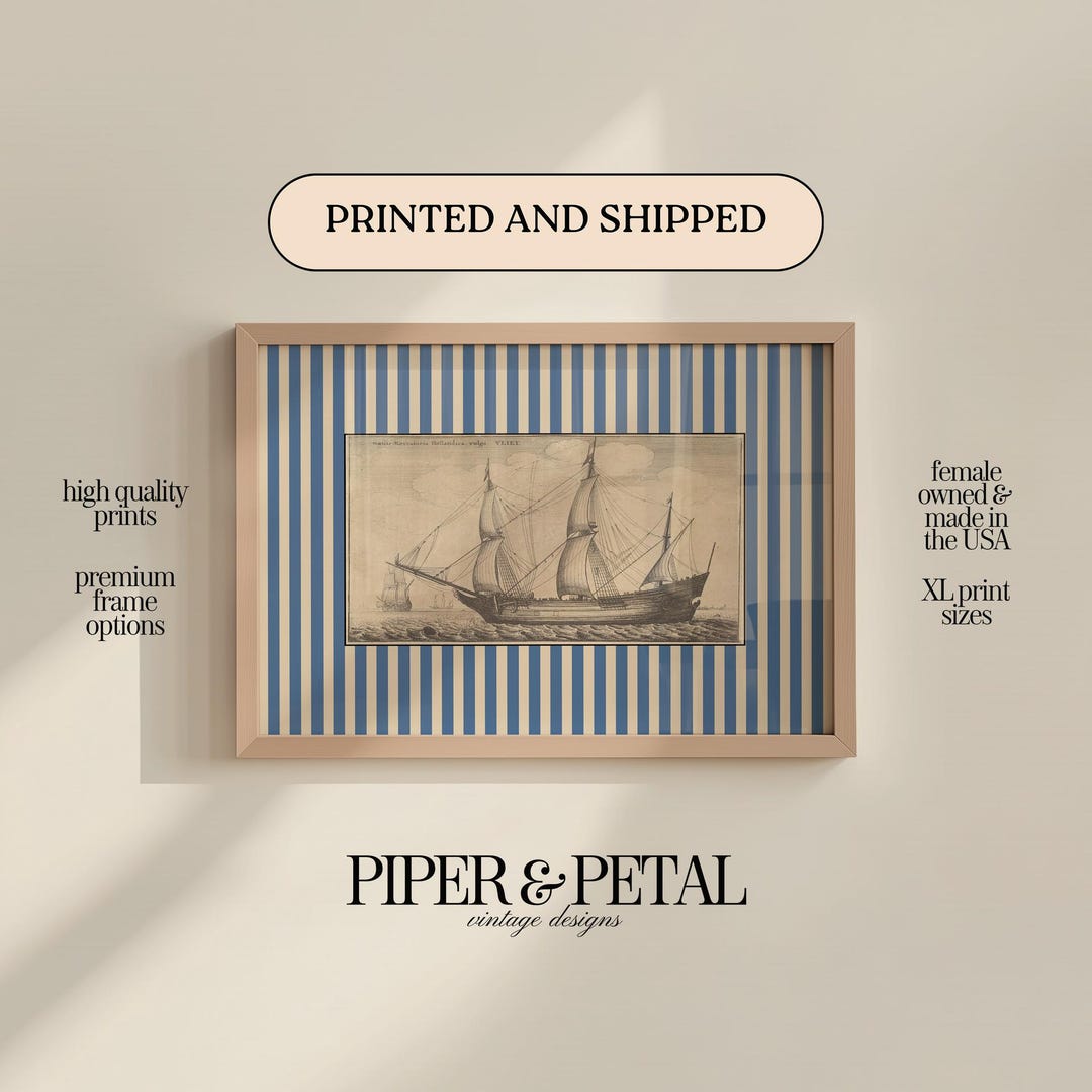 Ship Stripe One Art Print - Vintage Style, Framed or Matte Paper - Etsy