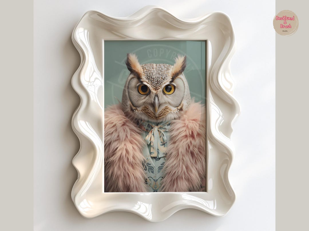 Impressão artística de luxo com retrato de coruja: Decoração de quarto ...