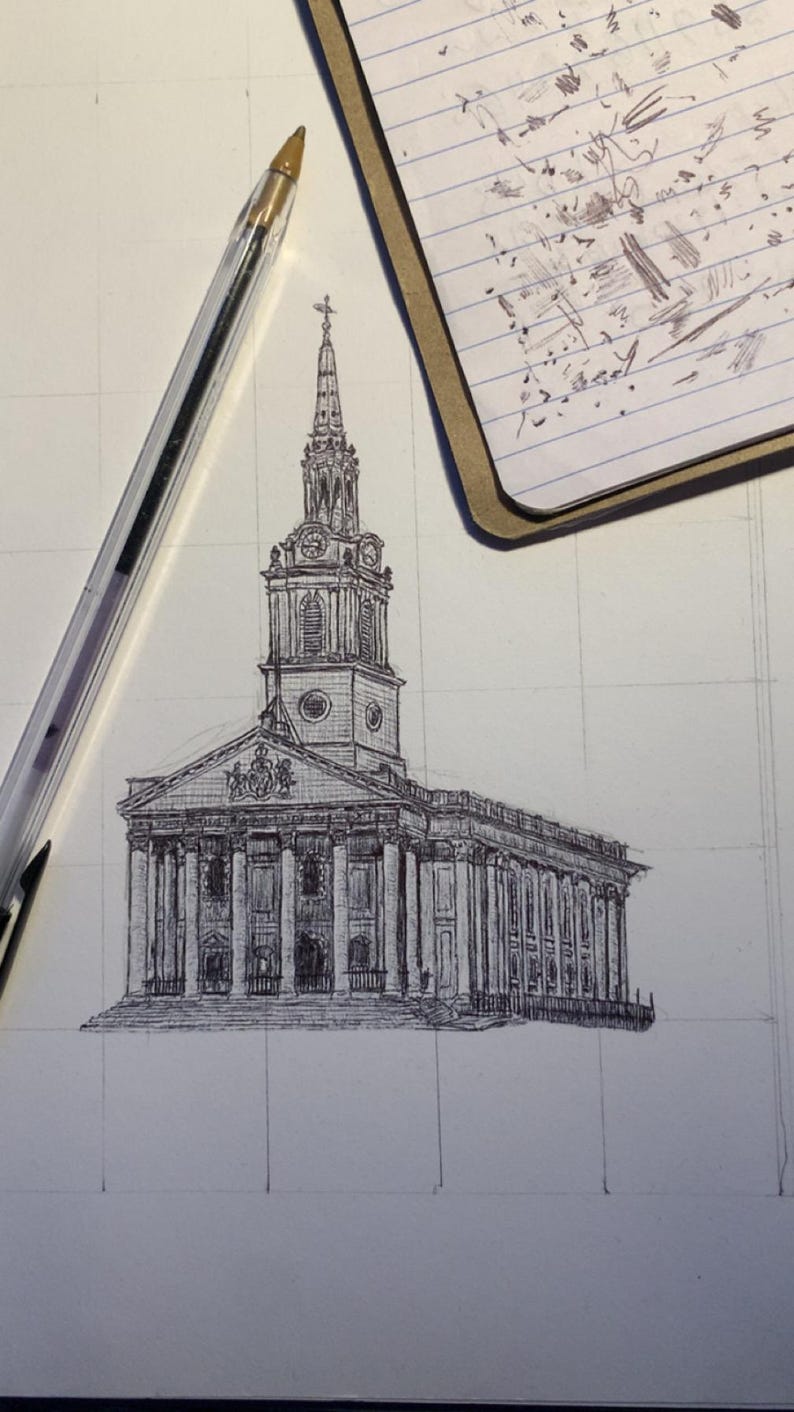 Handmade Architectural Drawing: Custom Biro Art - Etsy