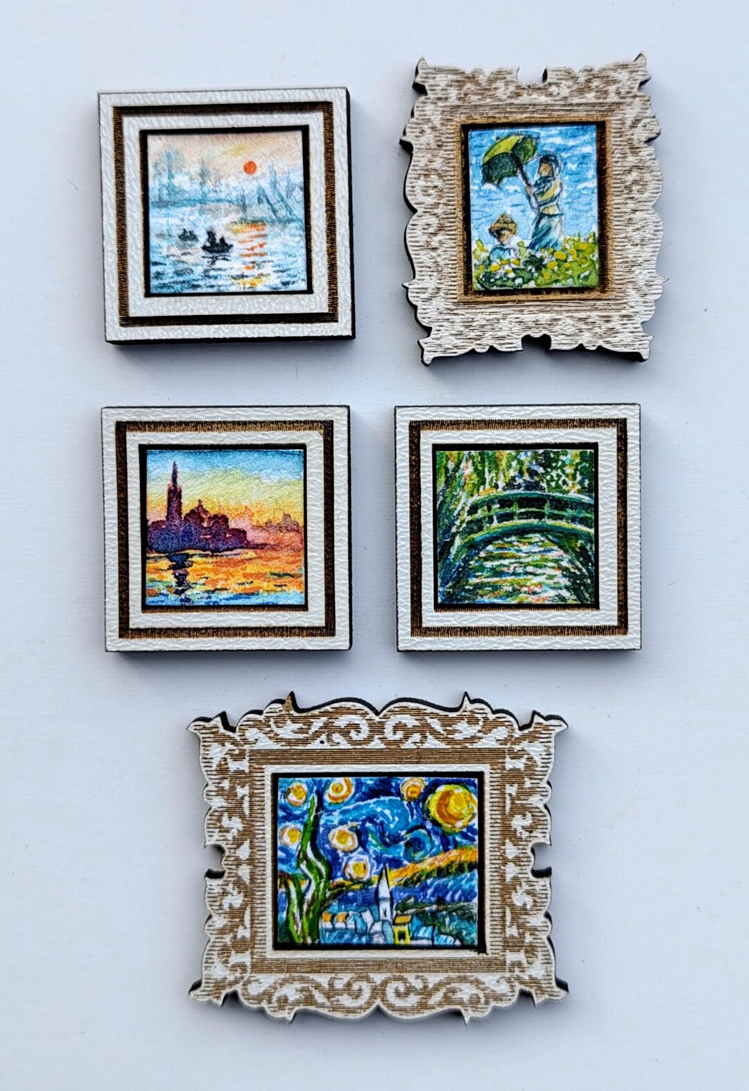 Miniature Monet & Van Gogh Paintings – Hand-painted Watercolor Art for ...