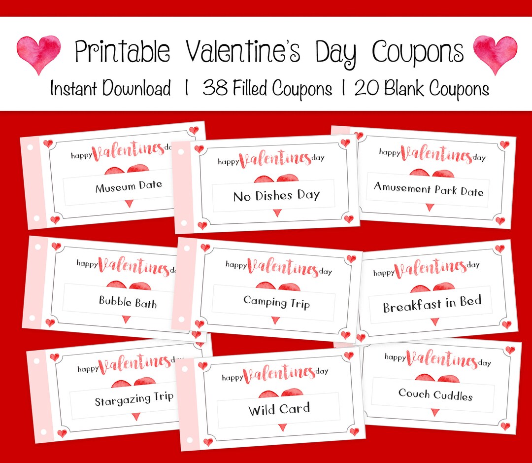 Valentine's Day Coupons, 38 Printable Love Coupons and Blank Coupons - Etsy