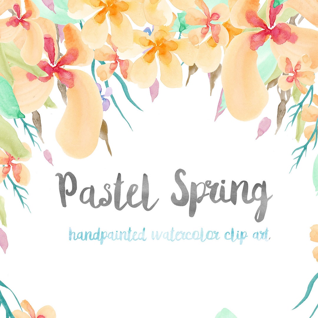 Pastel Spring: Flowers, Floral Clip Art, Watercolor Flower Clip Art ...