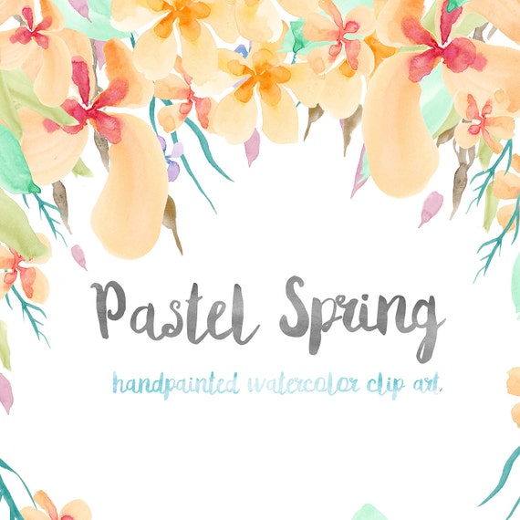 Pastel Spring: Flowers Floral Clip Art Watercolor Flower | Etsy