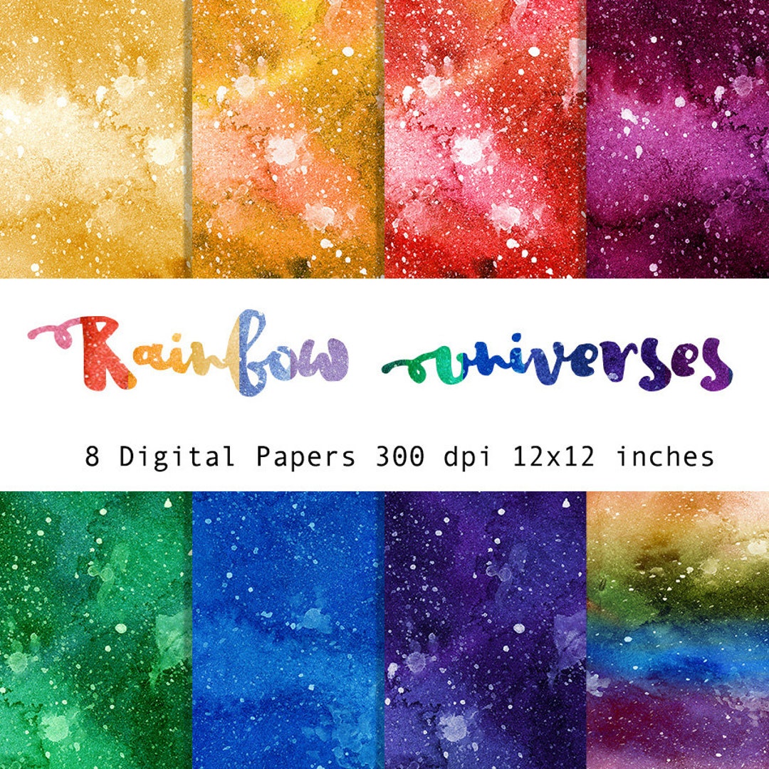 Rainbow Universe Paper Watercolor, High Resolution, Digital Files ...