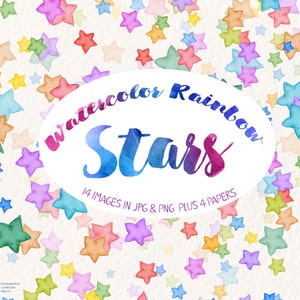 Watercolor Rainbow Stars, Stars Clipart, Watercolor Clipart, Stellar ...