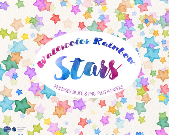 Watercolor Rainbow Stars Stars Clipart Watercolor Clipart - Etsy