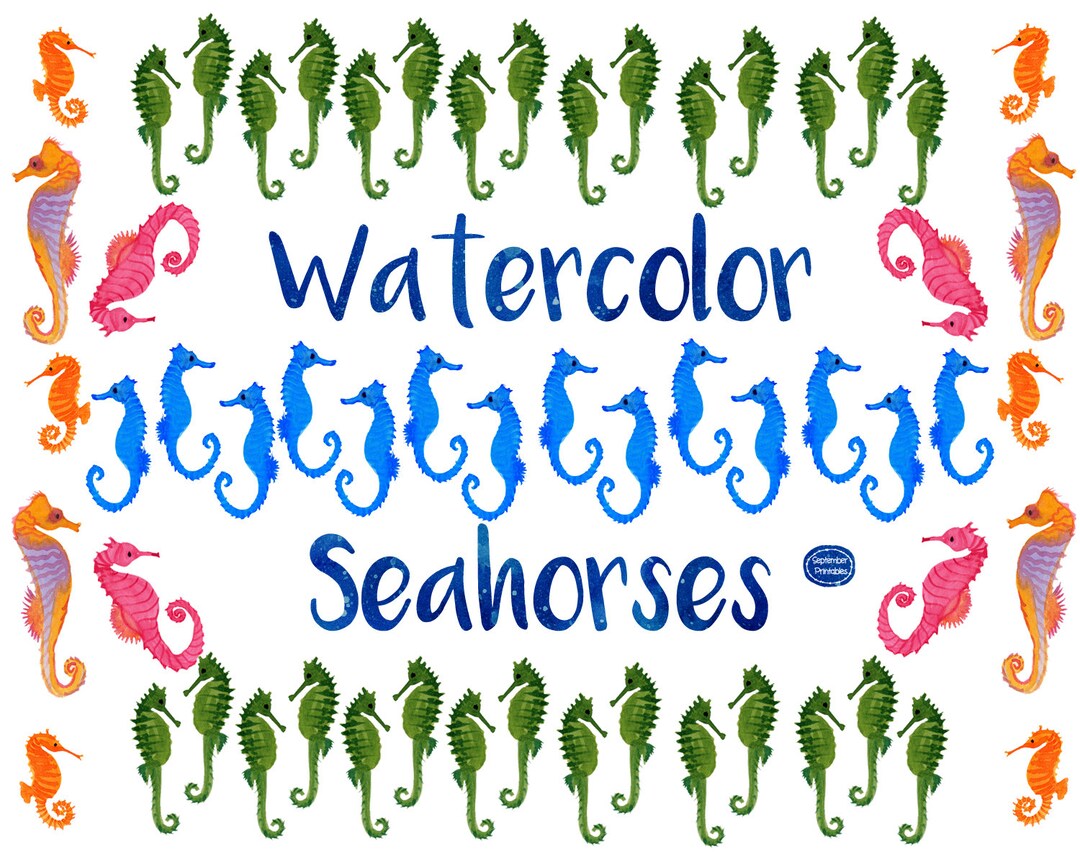 Watercolor Seahorses, Ocean Clip Art, Animal Clipart, Wild Animals ...