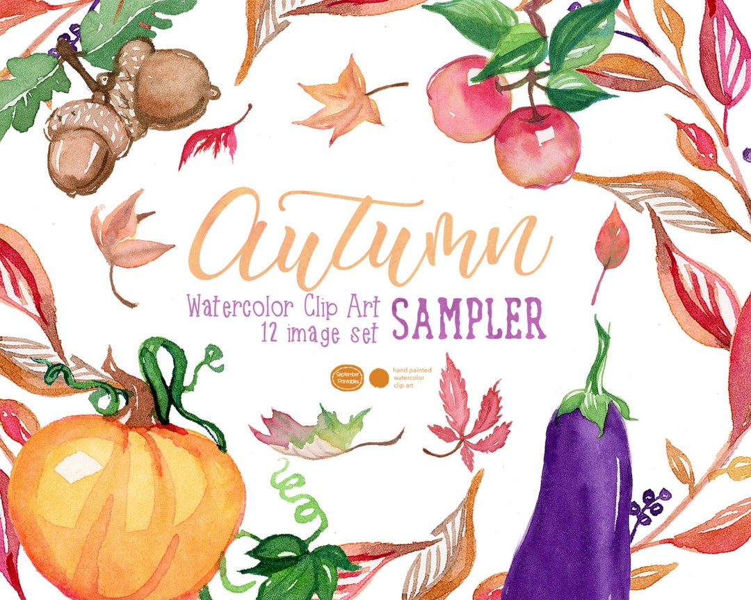 Watercolor Autumn Clip Art: Hand-painted Fall Graphics (digital ...