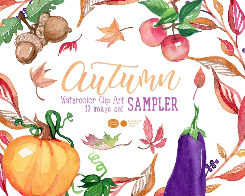 Autumn Sampler: Autumn Clip Art, Fall Clip Art, Pumpkins, Floral Clip ...