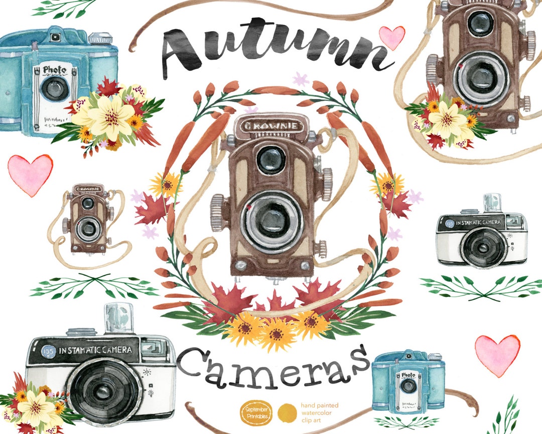 Vintage Camera Clip Art, Old Fashioned Camera Clipart, Autumn Old Timey ...