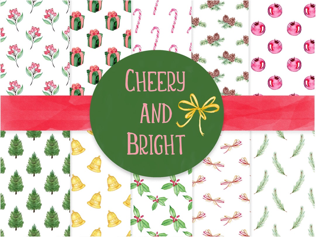 Christmas Digital Paper Pack | Digital Christmas Papers | Watercolor ...