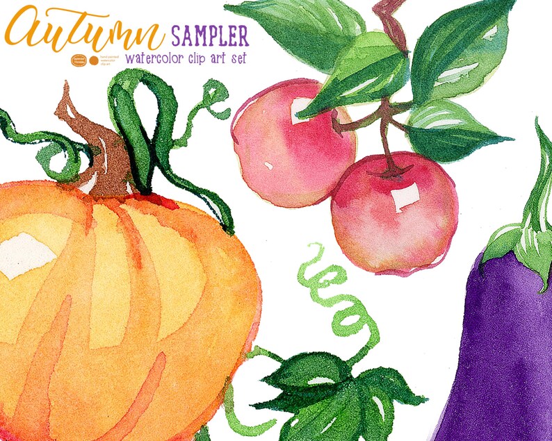 Watercolor Autumn Clip Art: Hand-painted Fall Graphics (digital ...