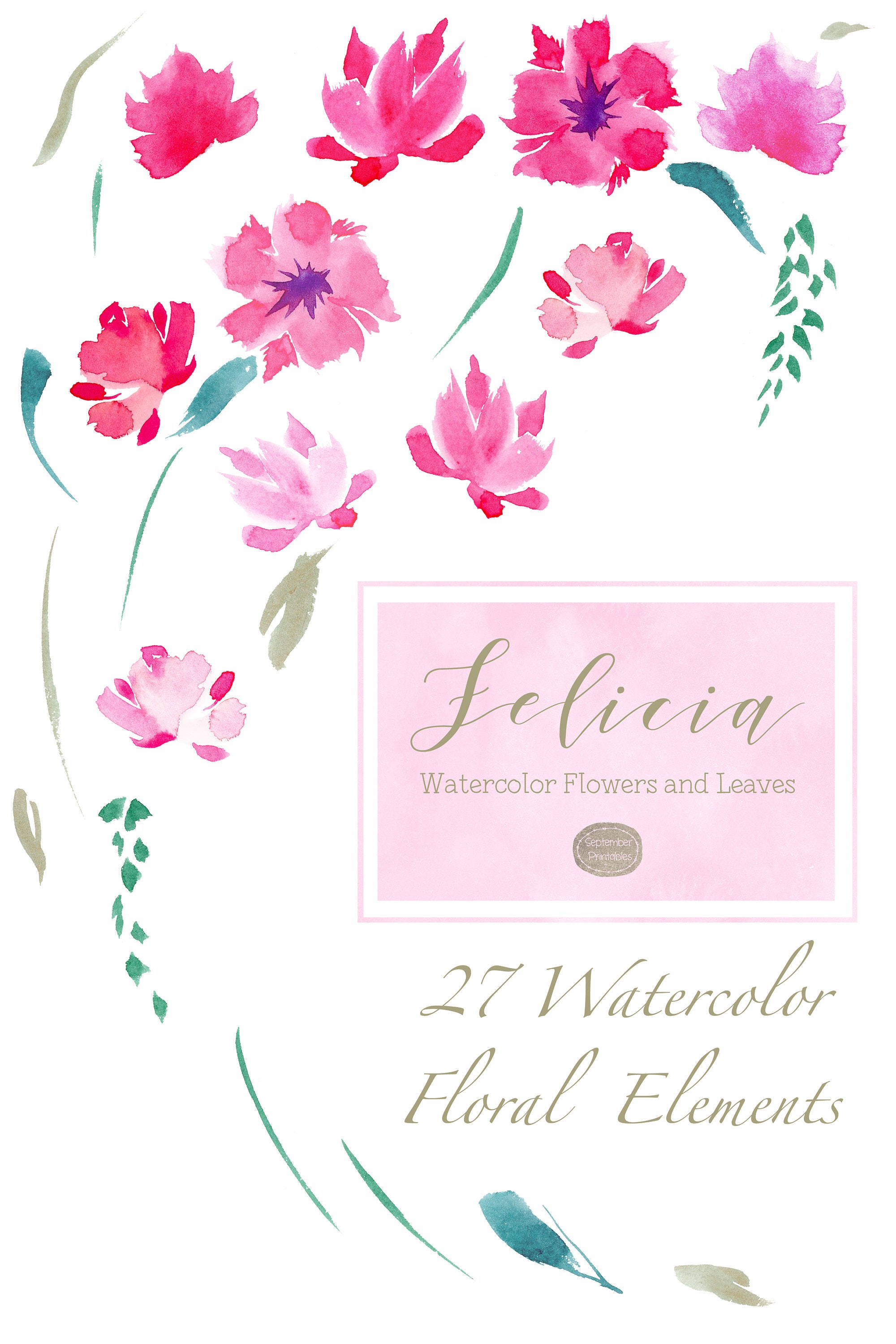 Watercolor Bouquet PNG Pink Watercolor Flowers Clip Art - Etsy