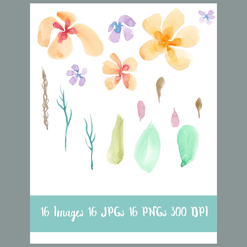 Pastel Spring: Flowers, Floral Clip Art, Watercolor Flower Clip Art ...