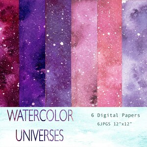 Universe Paper Watercolor, High Resolution, Digital Files, Clipart ...