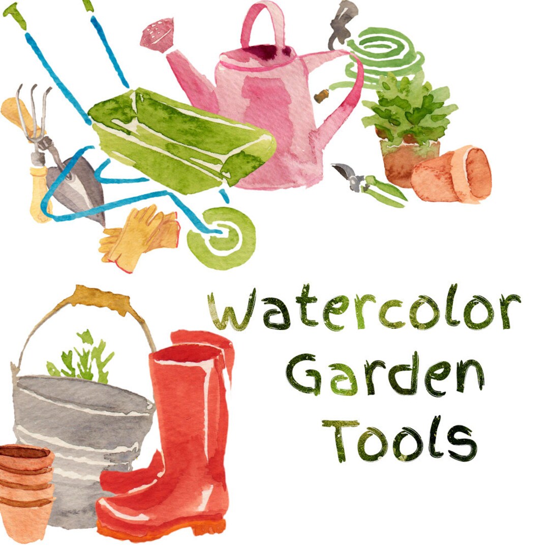 Watercolor Garden Tools, Gardening Clip Art, Tools Clipart, Springtime ...