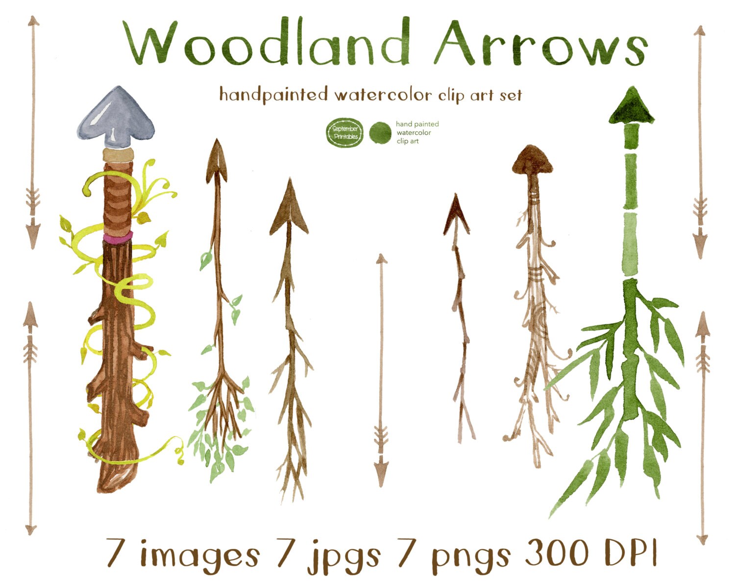Watercolor Arrows, Arrow Clip Art: Woodland Arrows - Etsy