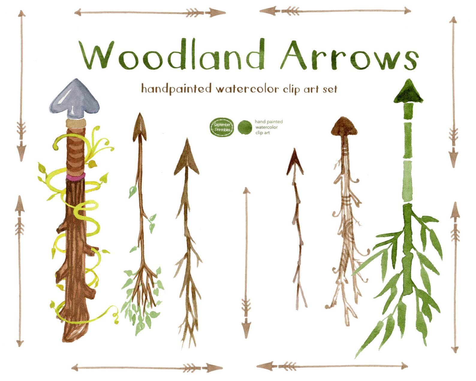 Watercolor Arrows, Arrow Clip Art: Woodland Arrows - Etsy