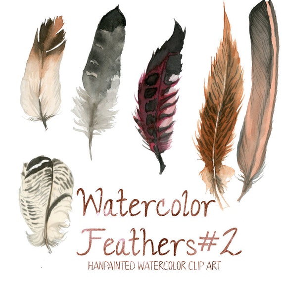 Watercolor Feather Clip Art