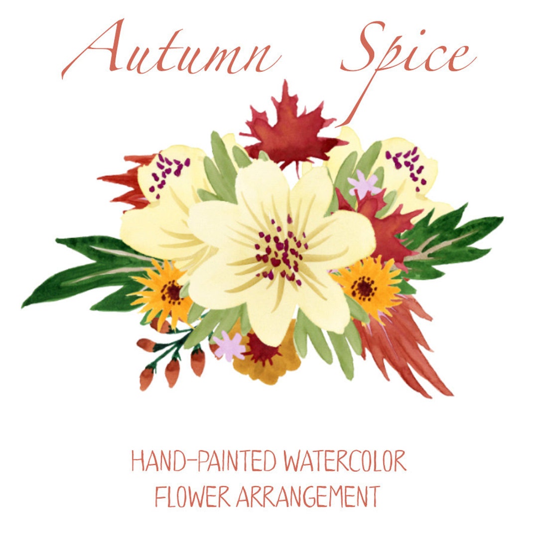 Autumn Spice Floral Arrangement: Flowers, Floral Clip Art, Watercolor ...