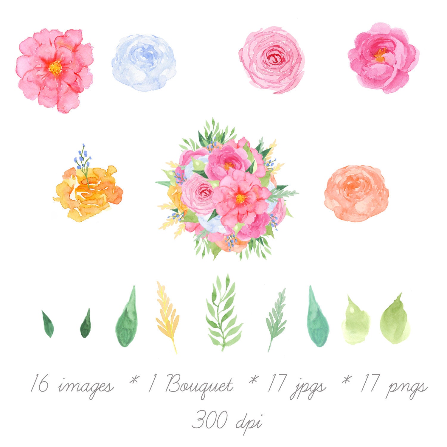 Spring Fling: Floral Clip Art, Watercolor Flower Clip Art, Spring ...