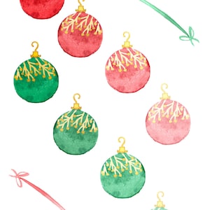 Christmas Clipart, Watercolor Christmas Ornaments, Christmas Clipart ...