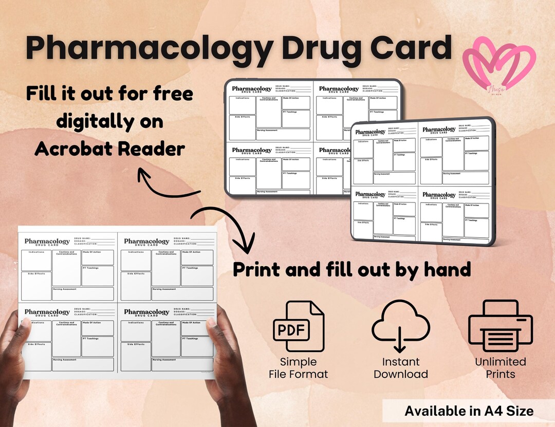 Pharmacology Drug Card Pharmacology Flashcard Nursing Template Medical ...