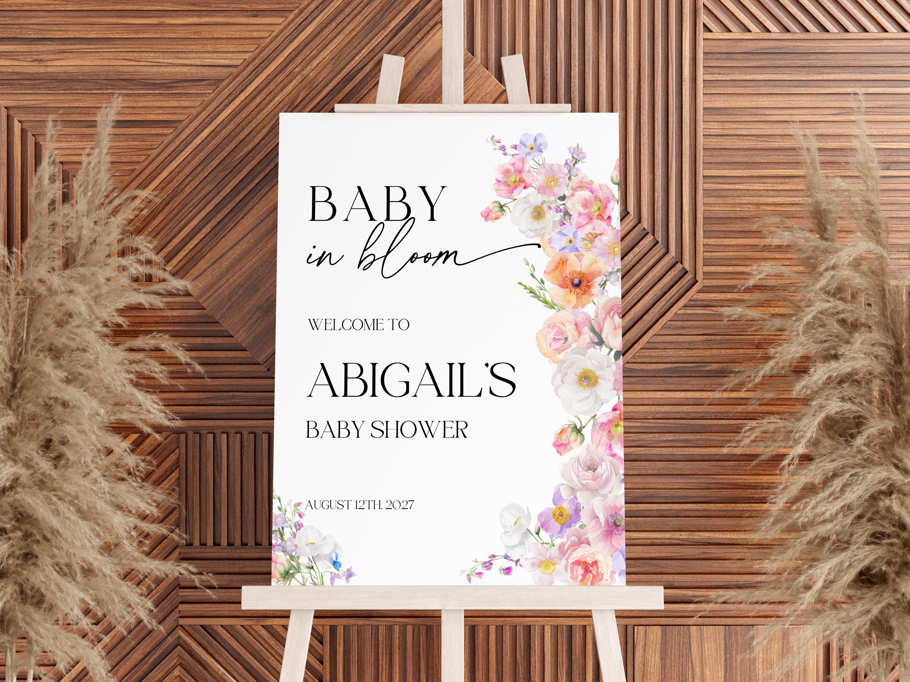 Baby in Bloom Sign | Baby Shower Welcome Sign | Floral Welcome Sign ...