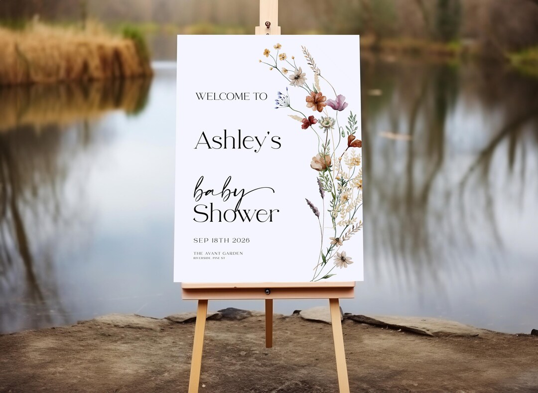 Baby Shower Welcome Sign | Wildflower Welcome Sign | Customizable ...