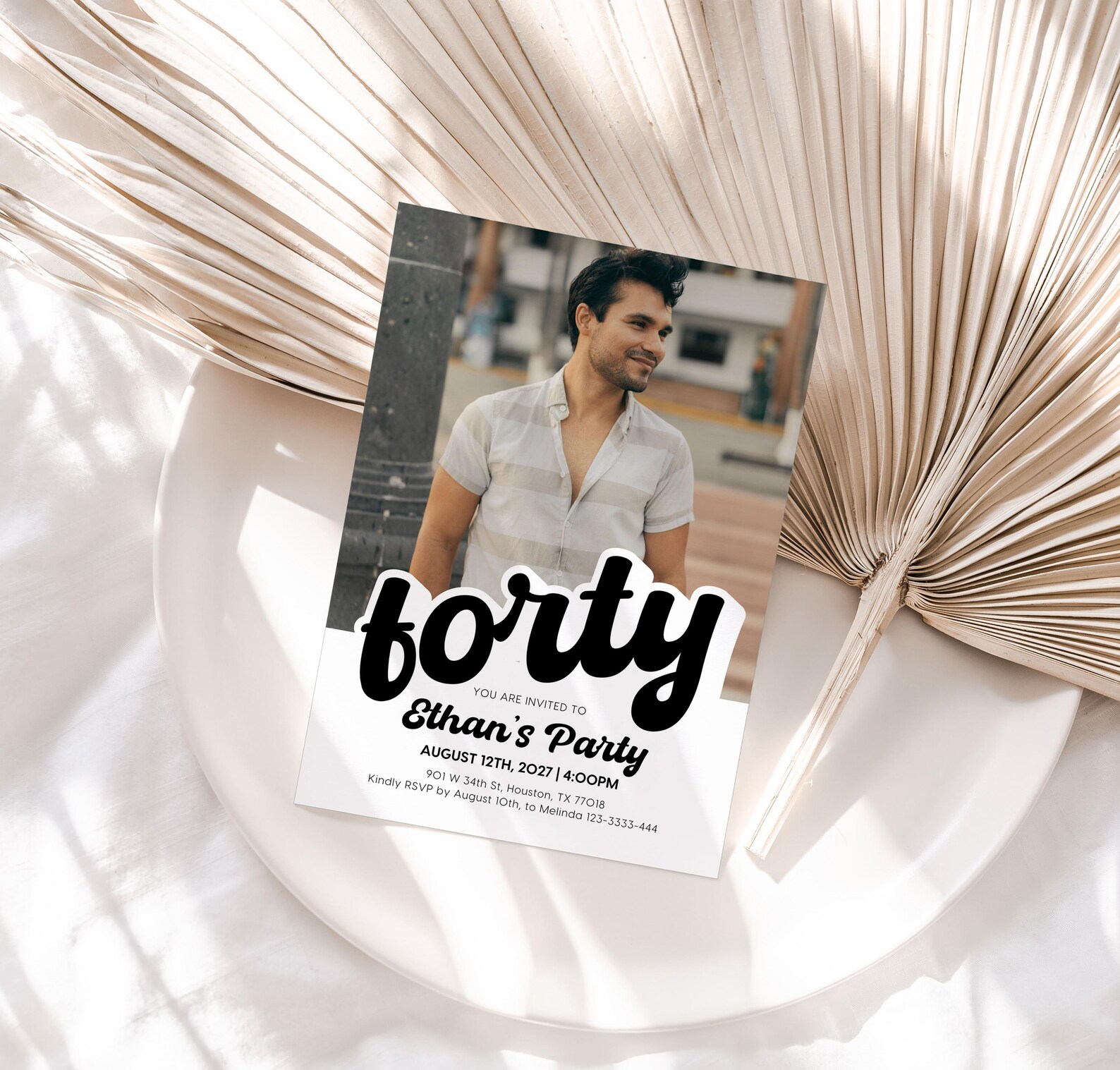 Forty Birthday Invitation | Retro Birthday Invitation | Modern Bold ...