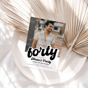 Forty Birthday Invitation | Retro Birthday Invitation | Modern Bold ...