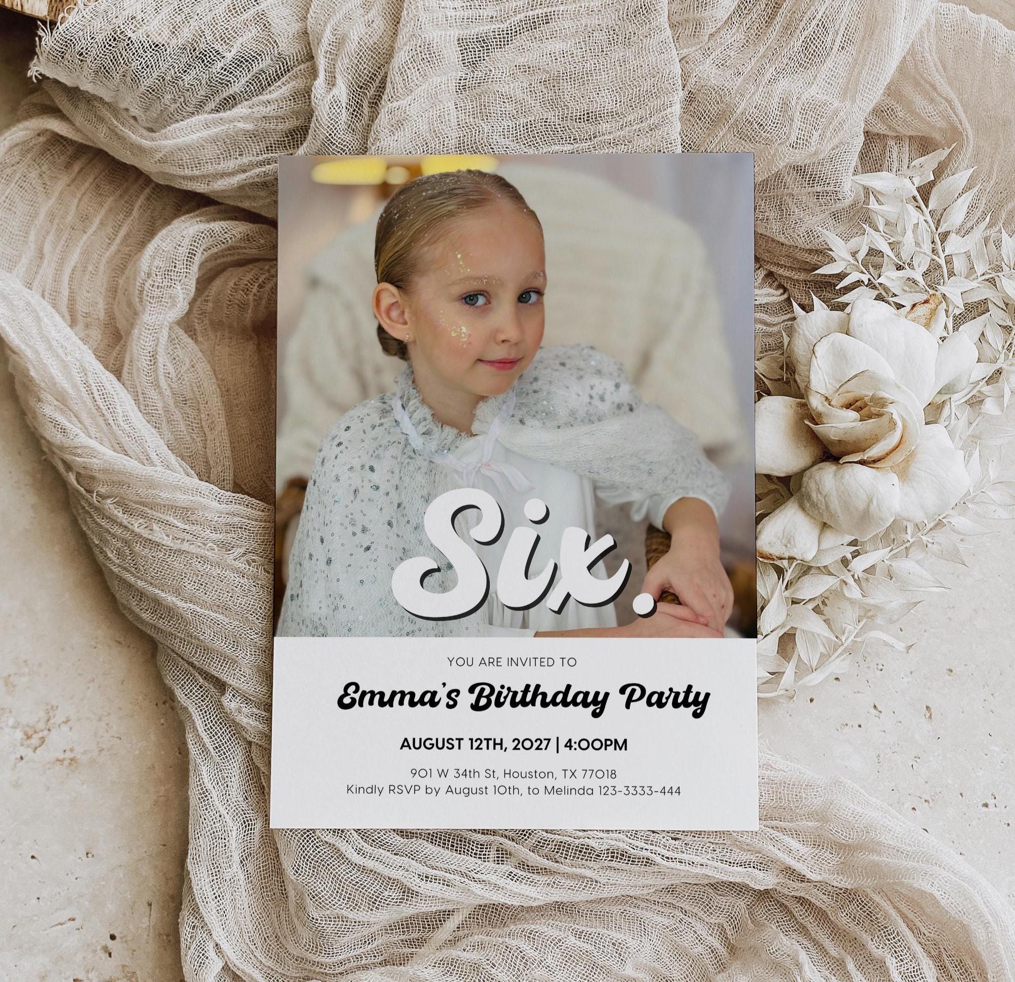 Sixth Birthday Invitation for Girl | Neutral Birthday Invitation ...