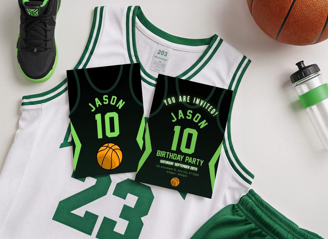 Basketball Jersey Birthday Invitation Template | Sports Party Invite ...