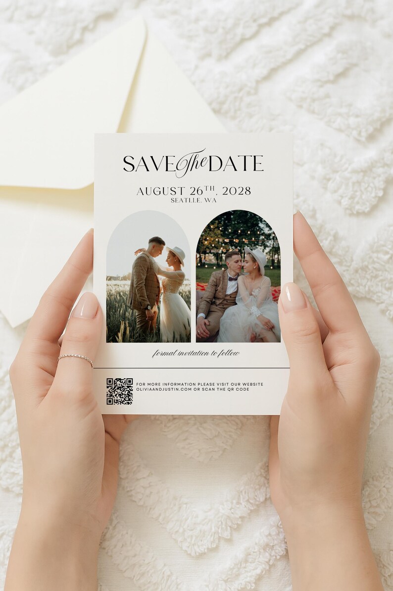 Modern Save the Date Photo Card Template | Editable Photo Save the Date ...