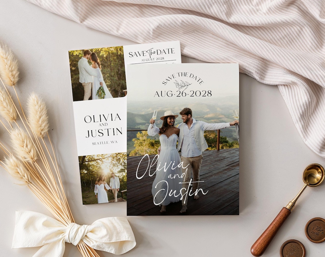 Editable Save the Date Template With Photo | Modern Save the Date With ...