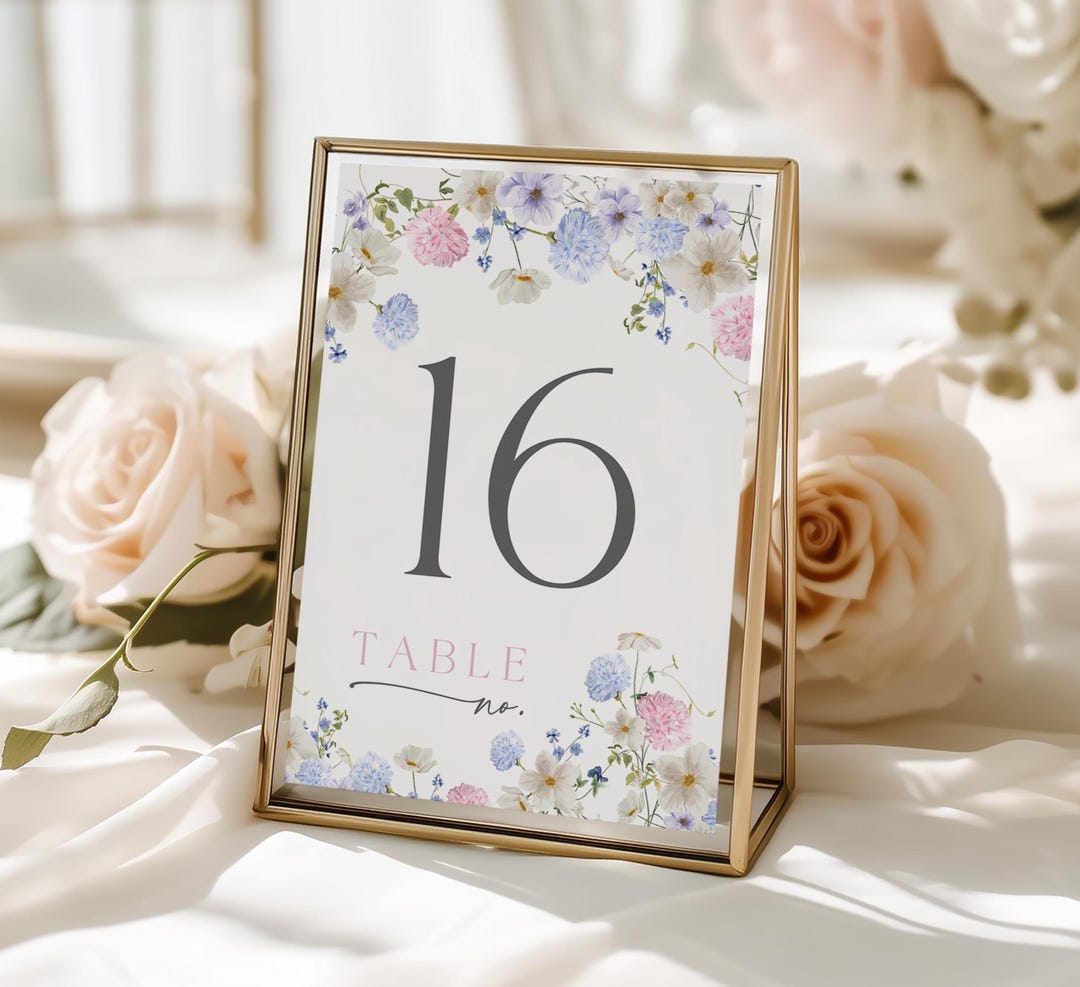 Floral Wedding Table Number Template | Editable Pastel Flower Table ...