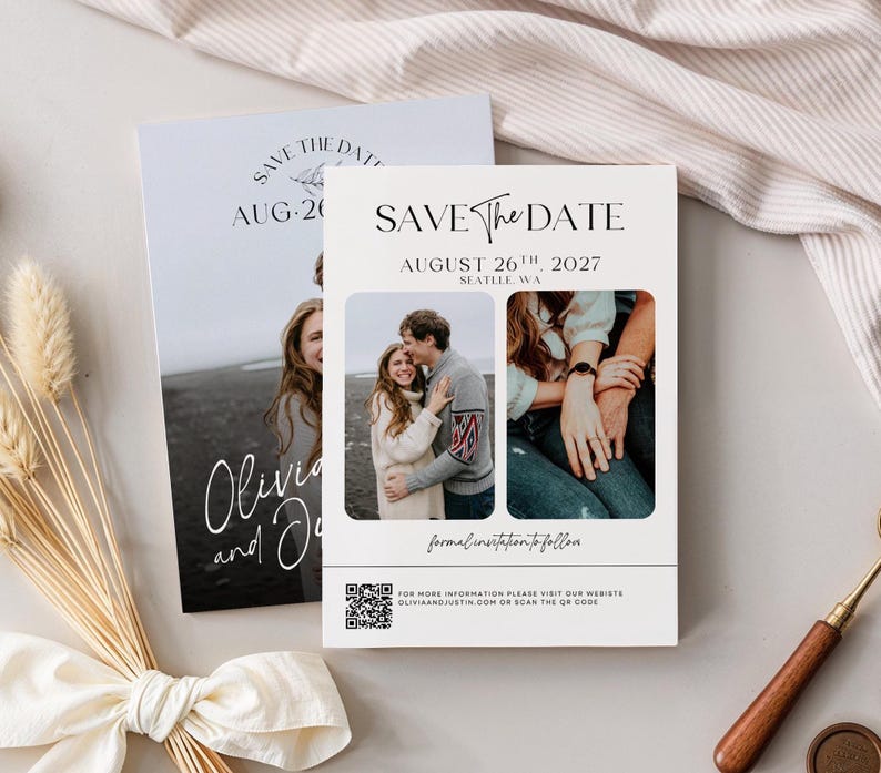 Editable Save the Date Template With Photo | Modern Save the Date With ...