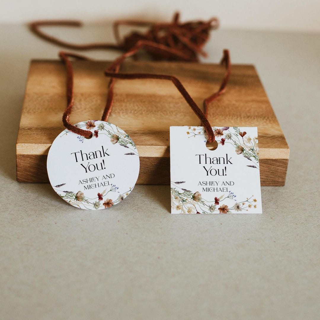 Boho Round and Square Gift Tag Template, Floral Gift Tags, Thank You ...