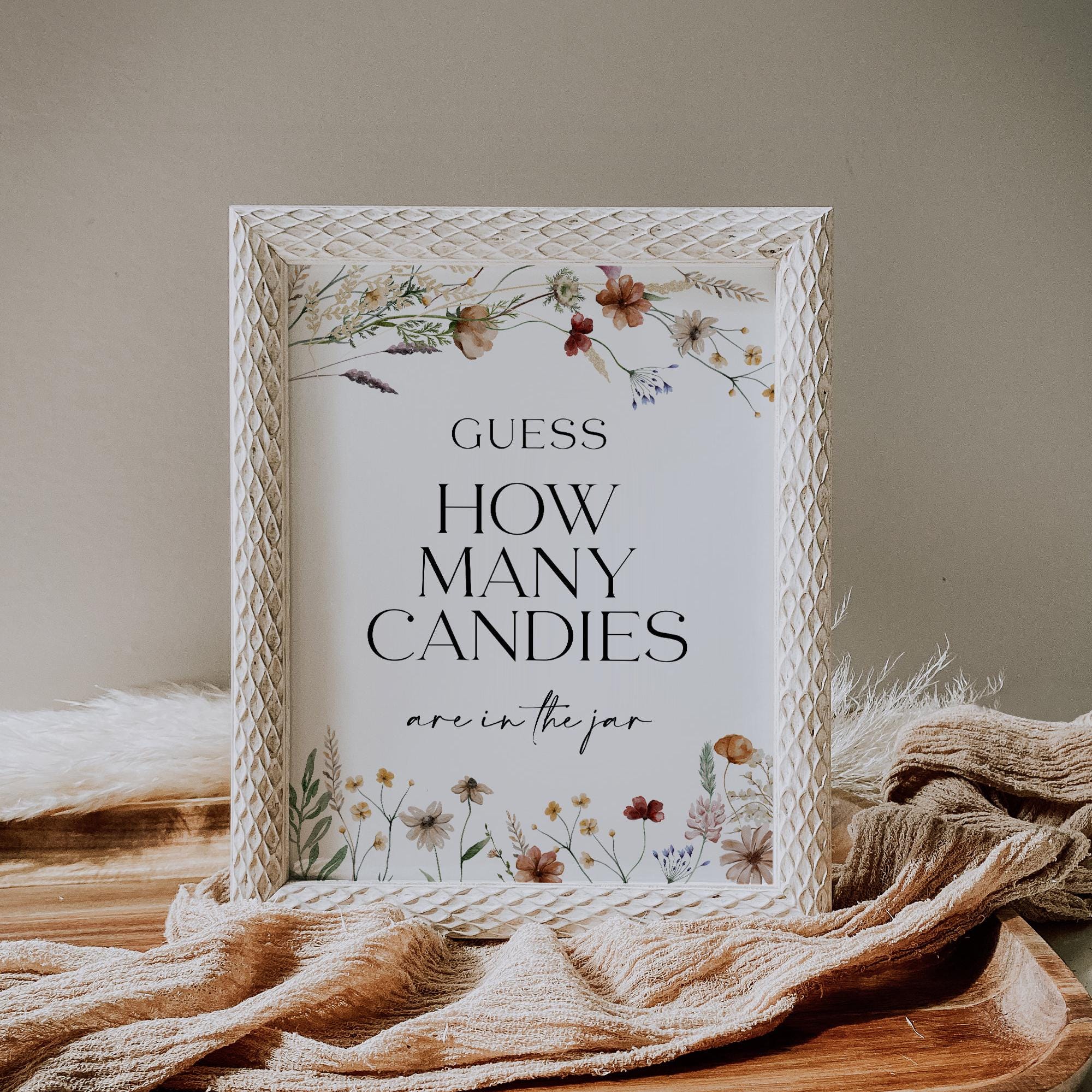 How Many Candies Sign, Floral Baby Shower Sign, Guess How Many Candies ...