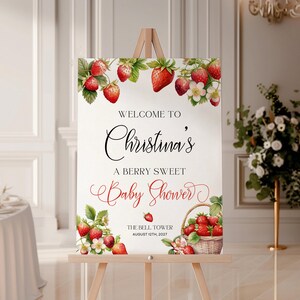 Baby Shower Welcome Sign | Berry Sweet Welcome Sign | Strawberry Baby ...