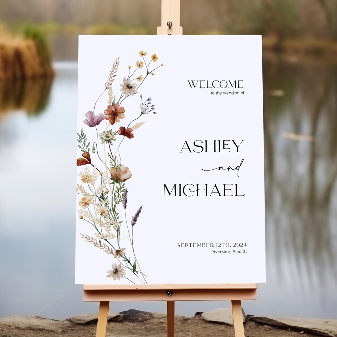 Wedding Welcome Sign | Editable Welcome Sign Template | Wildflower ...