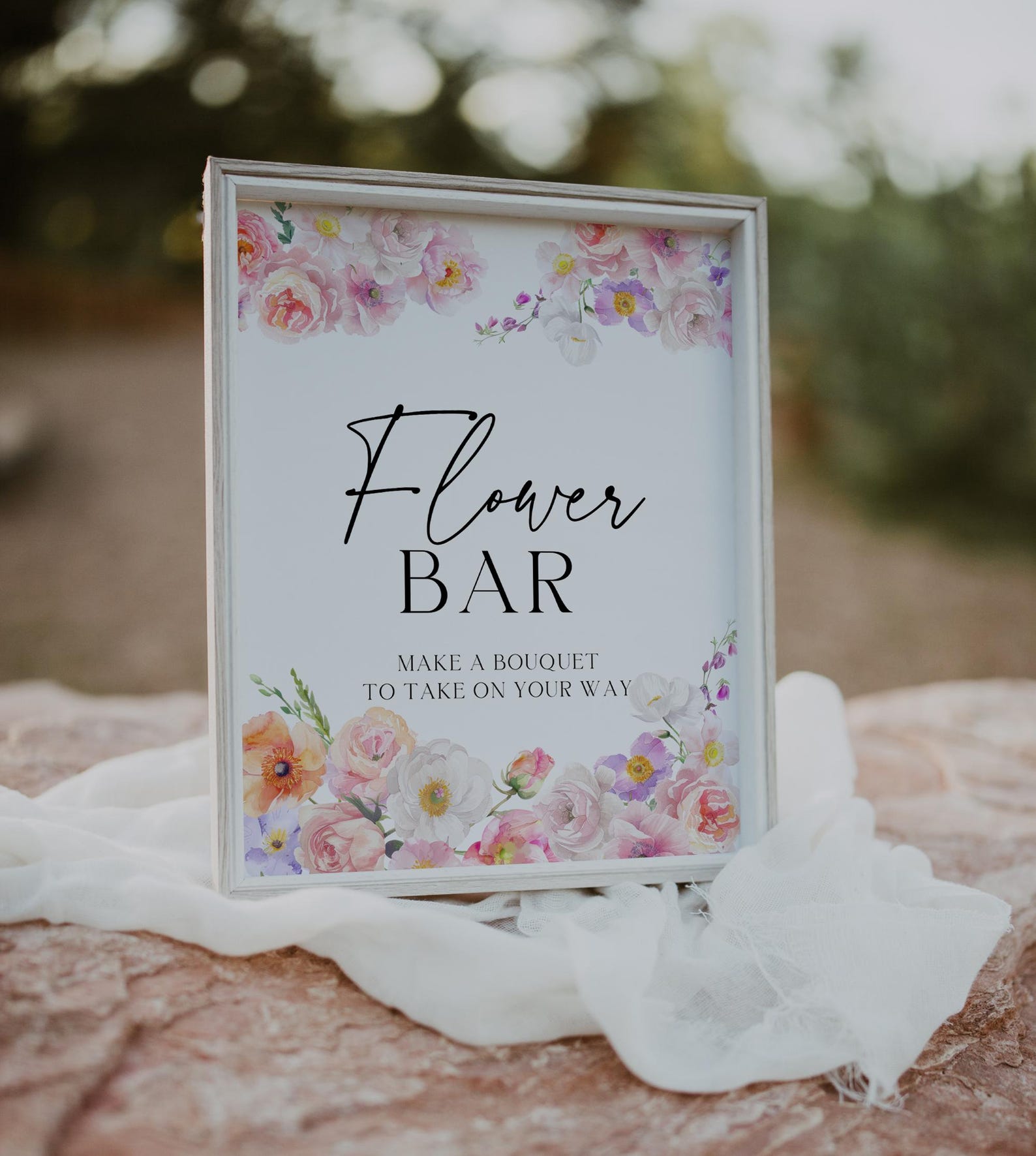 Flower Bar Sign | Baby Shower Flower Bar | Bridal Shower Flower Bar ...