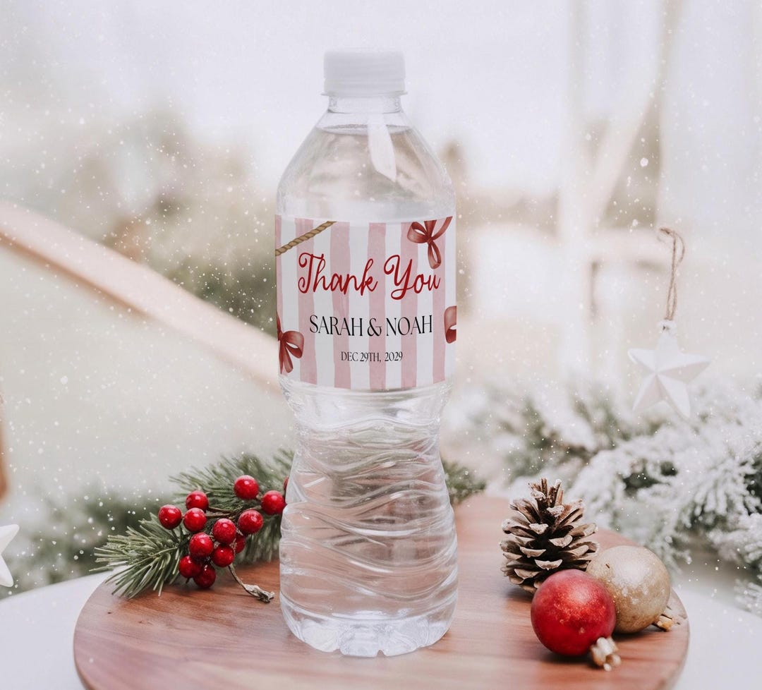 Christmas Water Bottle Labels | Holiday Baby Shower Tag | Winter Party ...