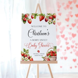 Baby Shower Welcome Sign | Berry Sweet Welcome Sign | Strawberry Baby ...