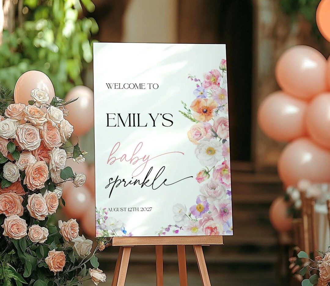 Baby Sprinkle Welcome Sign | Baby Shower Welcome Sign | Floral Welcome ...