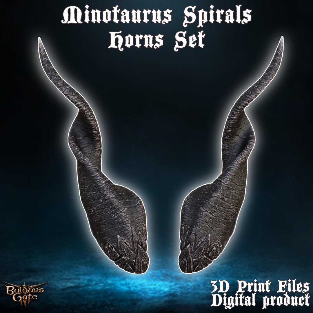 Fantasy Tiefling Minotaurus Spirals Cosplay Horns Baldurs Gate 3 3D ...