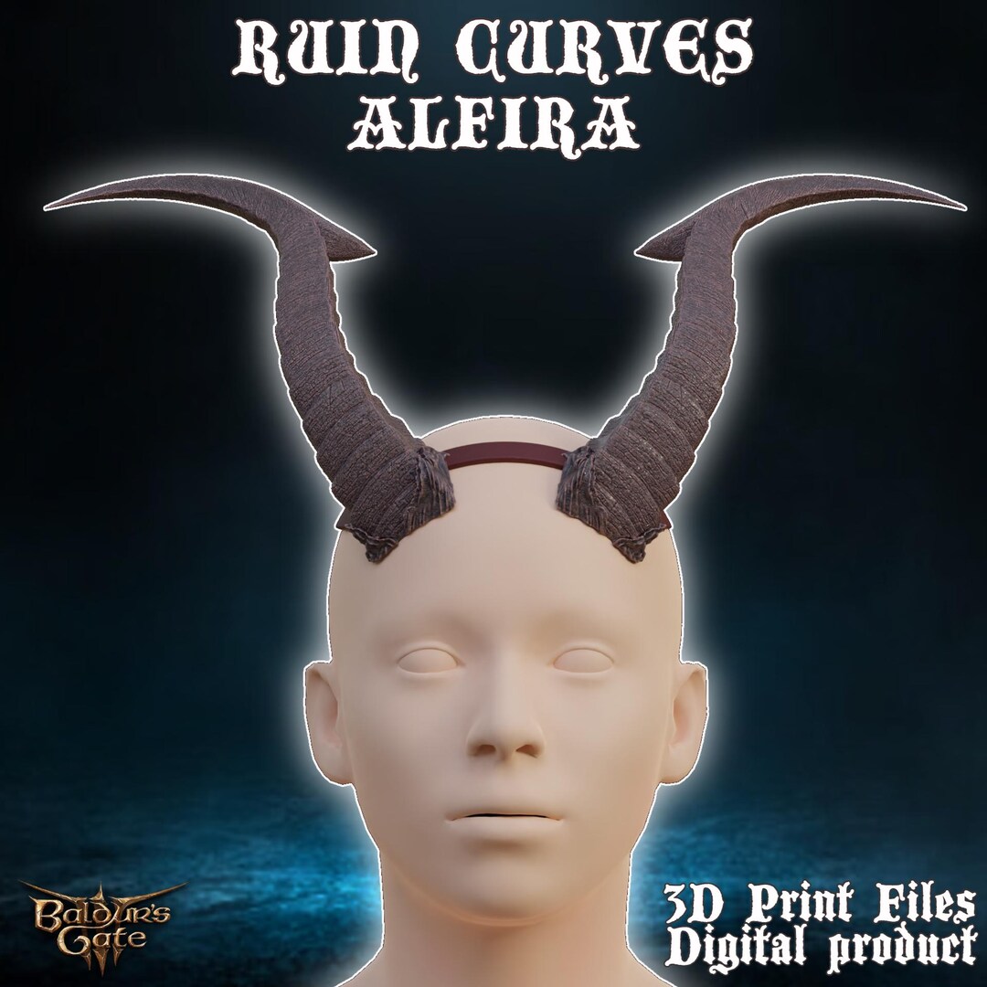 Fantasy Alfira Ruin Curves Horns Baldurs Gate 3 3D Printer Files ...