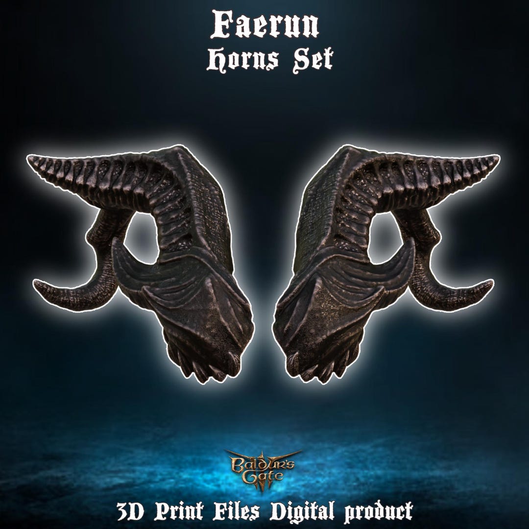 Fantasy Faerun Cosplay Horns Baldurs Gate 3 3D Printer Files Digital ...